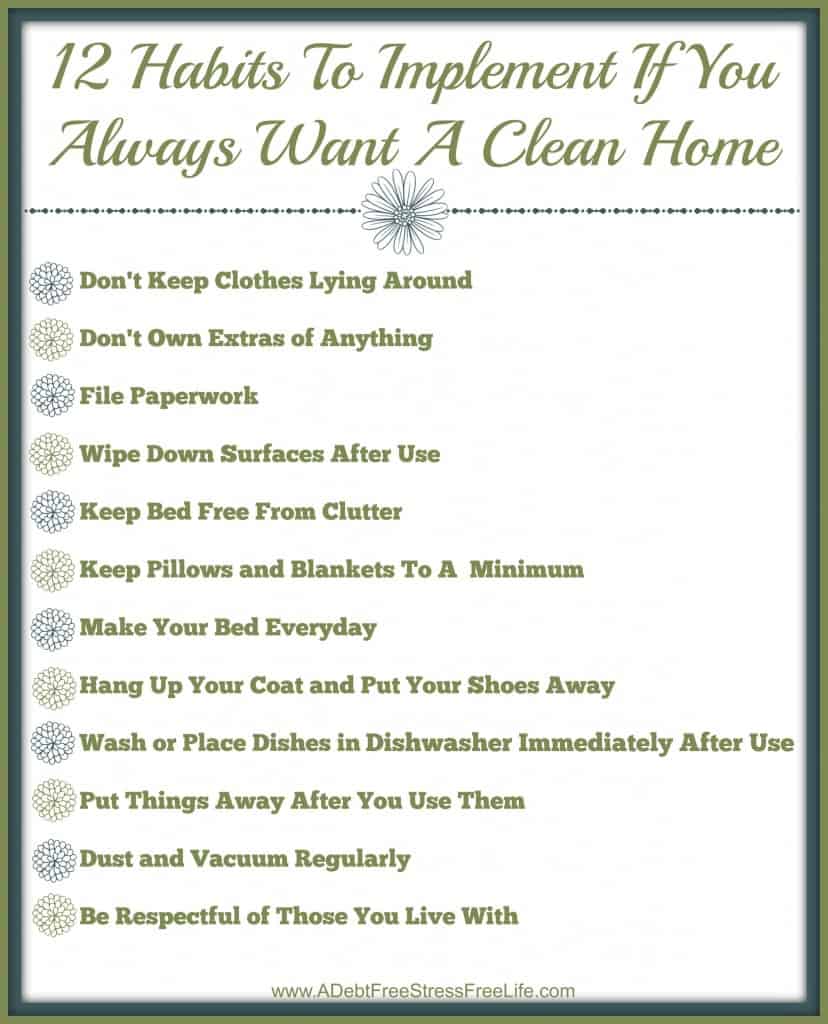 The 12 Habits Of People Who Always Have A Clean Home Checklist {free